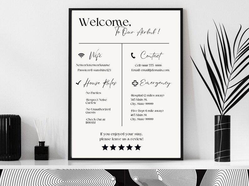 Airbnb Sign Bundle I Editable Template | Airbnb Welcome Signs | VRBO - Etsy