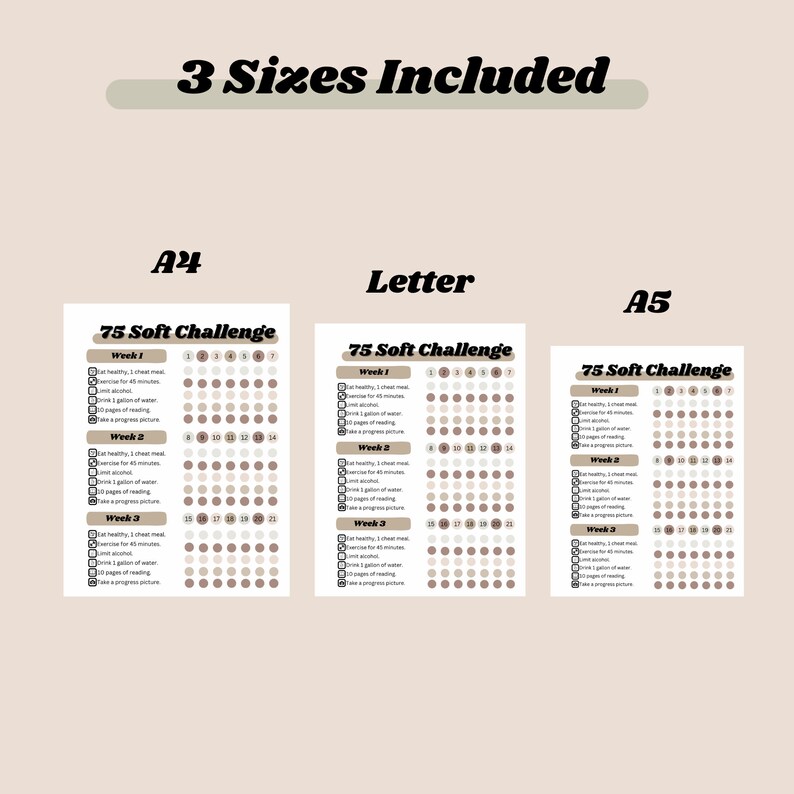 75 Day Challenge Tracker Bundle, Daily 75 Day Challenge Journal,75 Soft ...