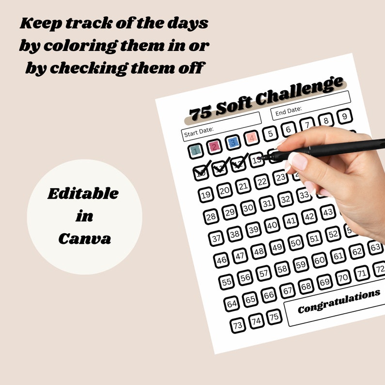 75 Day Challenge Tracker Bundle, Daily 75 Day Challenge Journal,75 Soft ...