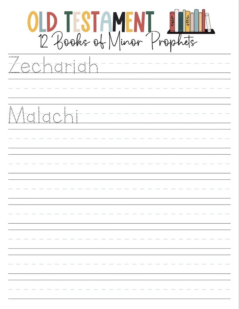 Learn Books of the Bible Lesson Tracing & Learning Letters for Sunday ...