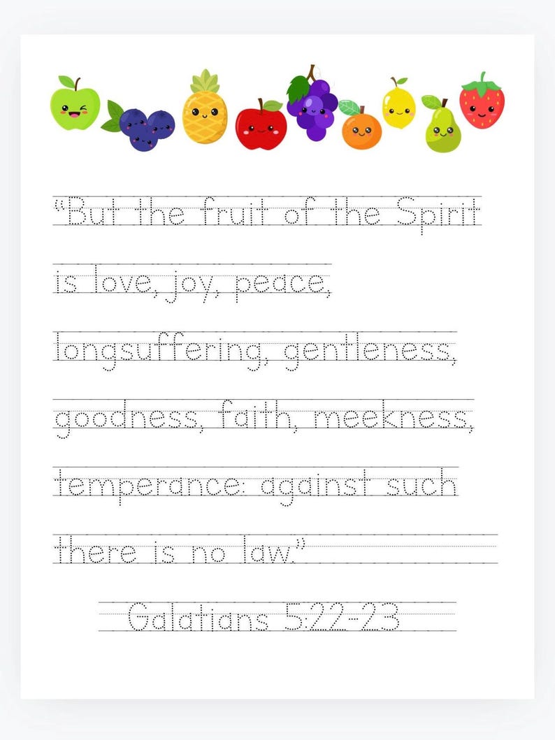 Fruit of the Spirit Kid’s Activity KJV Craft Page Sunday School Page ...