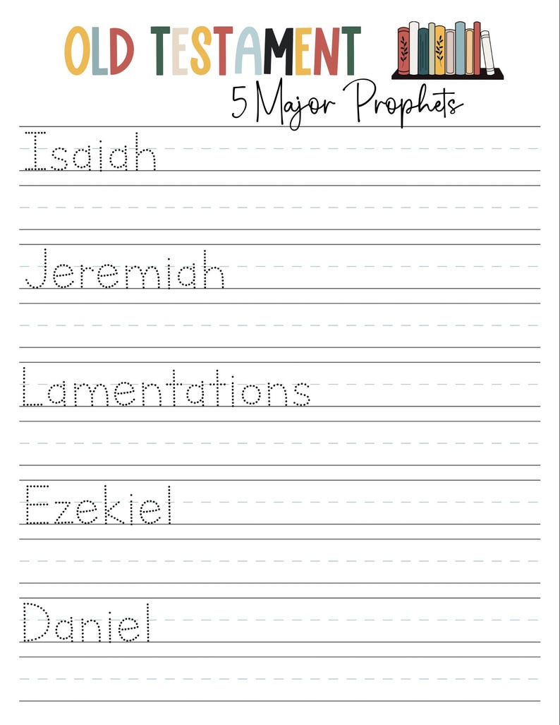 Learn Books of the Bible Lesson Tracing & Learning Letters for Sunday ...