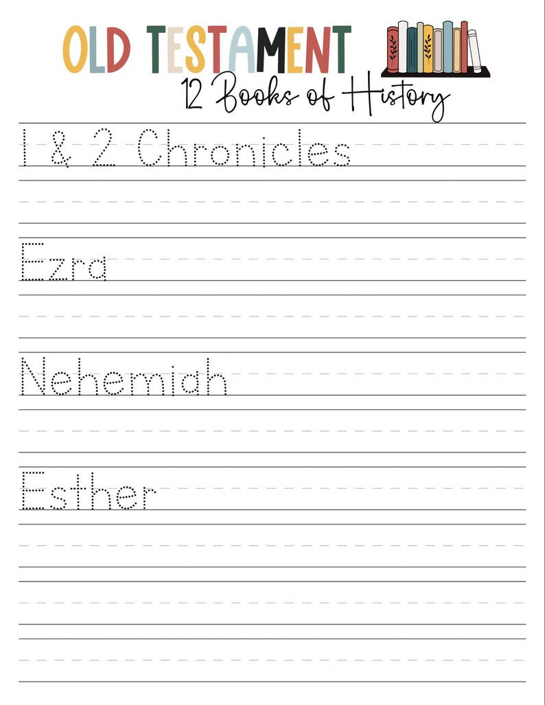 Learn Books of the Bible Lesson Tracing & Learning Letters for Sunday ...