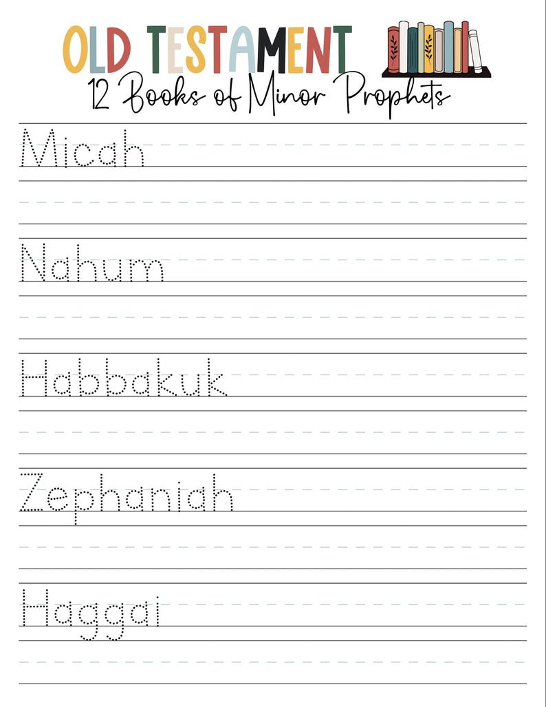 Learn Books of the Bible Lesson Tracing & Learning Letters for Sunday ...