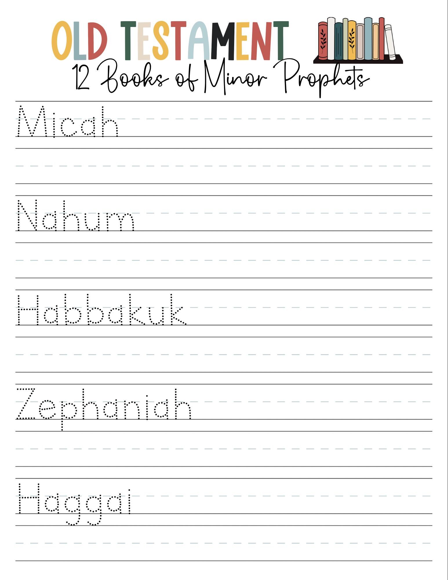 Learn Books of the Bible Lesson Tracing & Learning Letters for Sunday ...