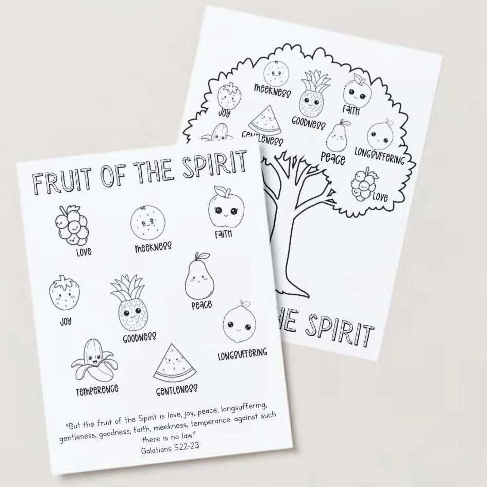 Fruit of the Spirit Coloring Page Printables for Lesson Kid’s Activity ...