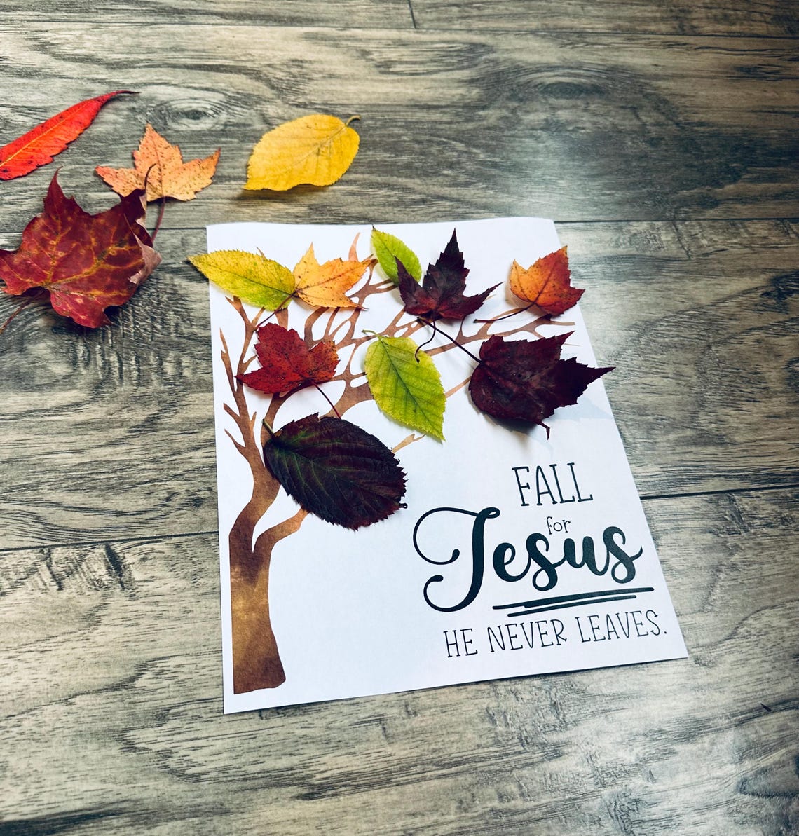 Fall for Jesus He Never Leaves Kids Activity Craft Paper Sunday School ...