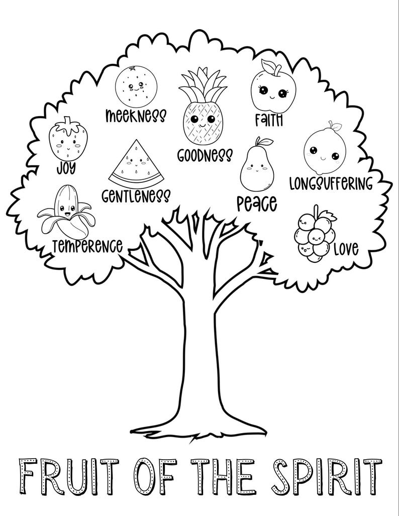 Fruit of the Spirit Coloring Page Printables for Lesson Kid’s Activity ...