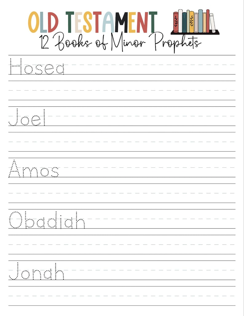 Learn Books of the Bible Lesson Tracing & Learning Letters for Sunday ...