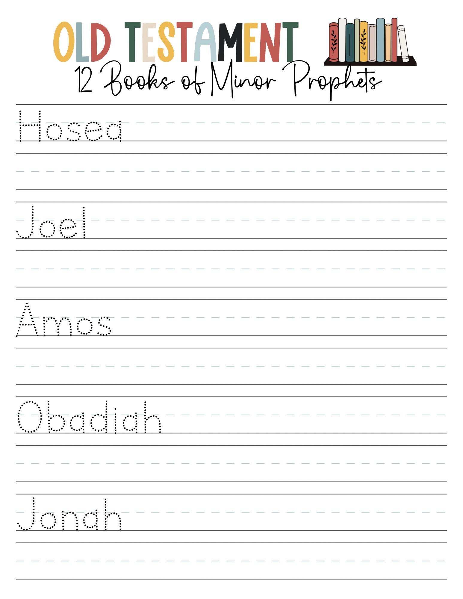 Learn Books of the Bible Lesson Tracing & Learning Letters for Sunday ...