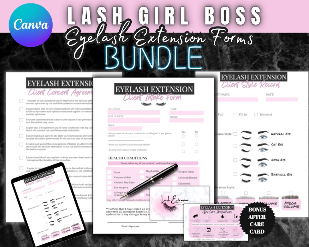 Editable Eyelash Extension Forms Lash Consent Template Esthetician ...