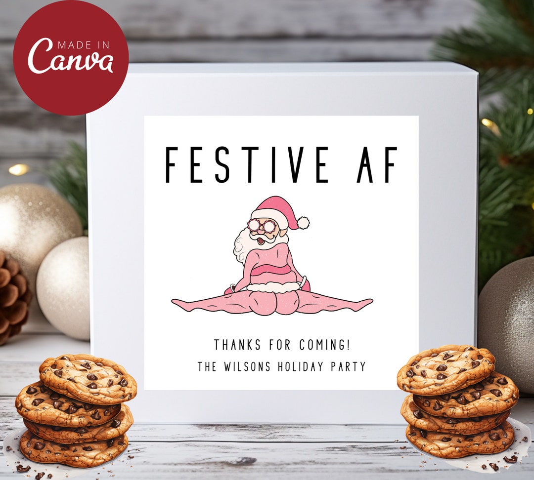 Festive AF 4x4 Cookie Label Baked Goods Label Christmas Cookie Swap ...