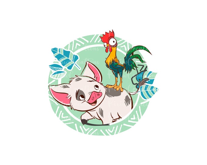Heihei_and_pua_moana Svg Outline Dxf Eps Pdf Png, Cricut, Cutting File ...