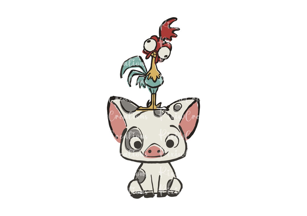 Retro Pua and Heihei Moana Png, Moana Png, Pua and Heihei Png, Pua Png ...