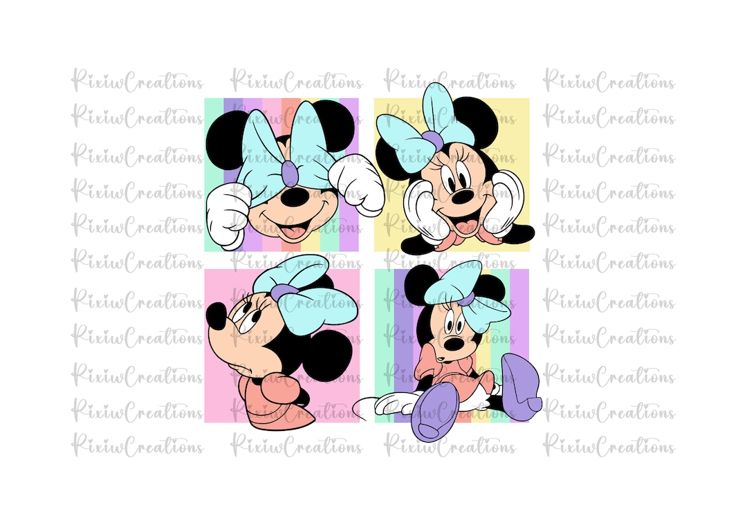 Minnie Pastel Color Png Svg, Mouse Svg, Minnie Head Svg, Minnie ...
