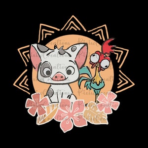 Retro Pua and Heihei Moana Png, Moana Png, Pua and Heihei Png, Pua Png ...