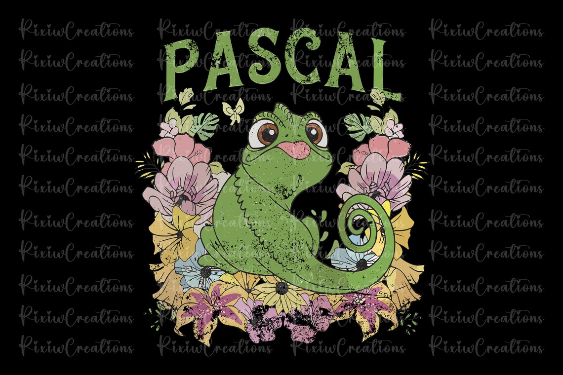 Retro Rapunzel Pascal Png, Retro Princess Png, Retro Pascal Png, Floral ...