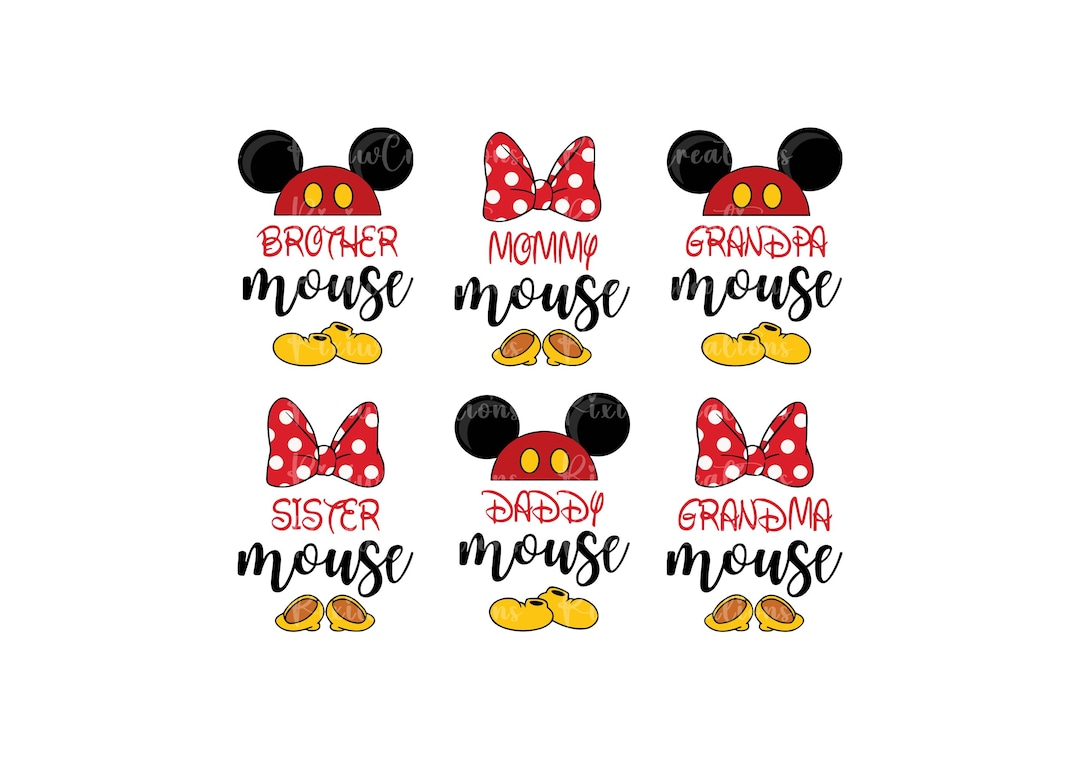 Mouse and Friends Png, Family Matching Svg, Family Trip Png, Family ...