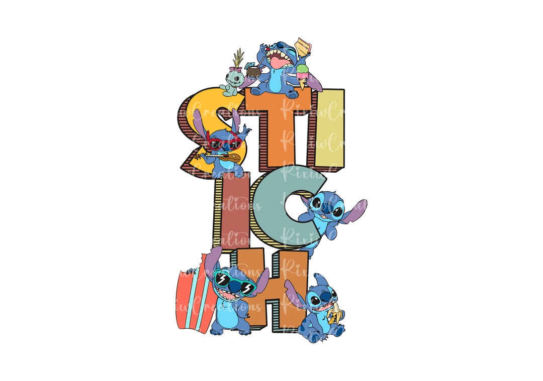 Retro Stitch Png, Stitch Png, Family Ohana Png, Stitch Ohana Png, Ohana ...