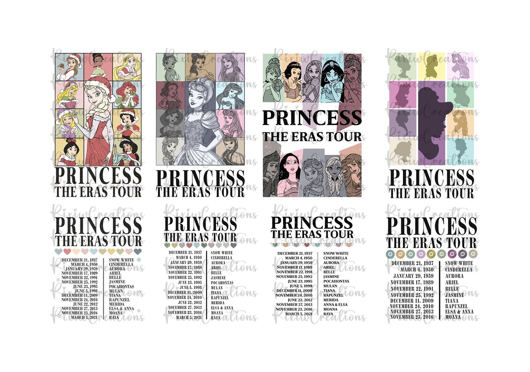 Princess Svg Bundle, Princess Png Bundle, the Eras Tour Princess PNG ...