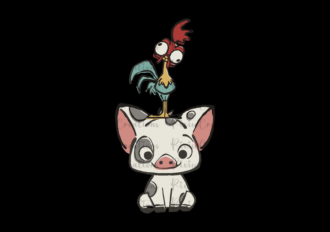 Retro Pua and Heihei Moana Png, Moana Png, Pua and Heihei Png, Pua Png ...