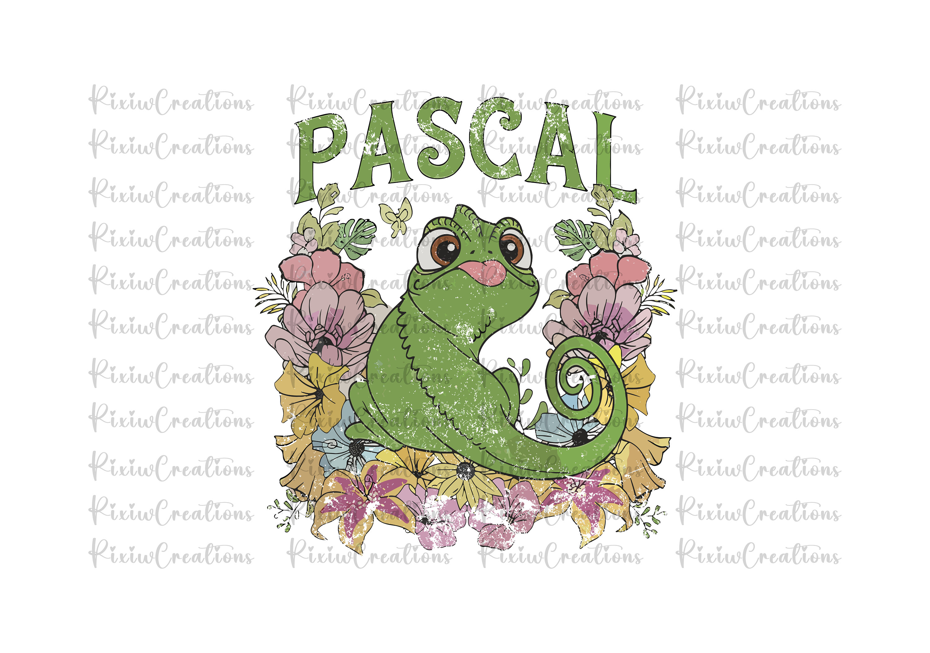 Retro Rapunzel Pascal Png, Retro Princess Png, Retro Pascal Png, Floral ...