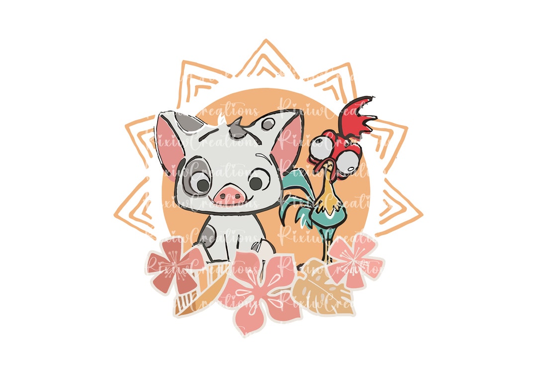 Retro Pua and Heihei Moana Png, Moana Png, Pua and Heihei Png, Pua Png, Hei Hei Png, Only Png ...