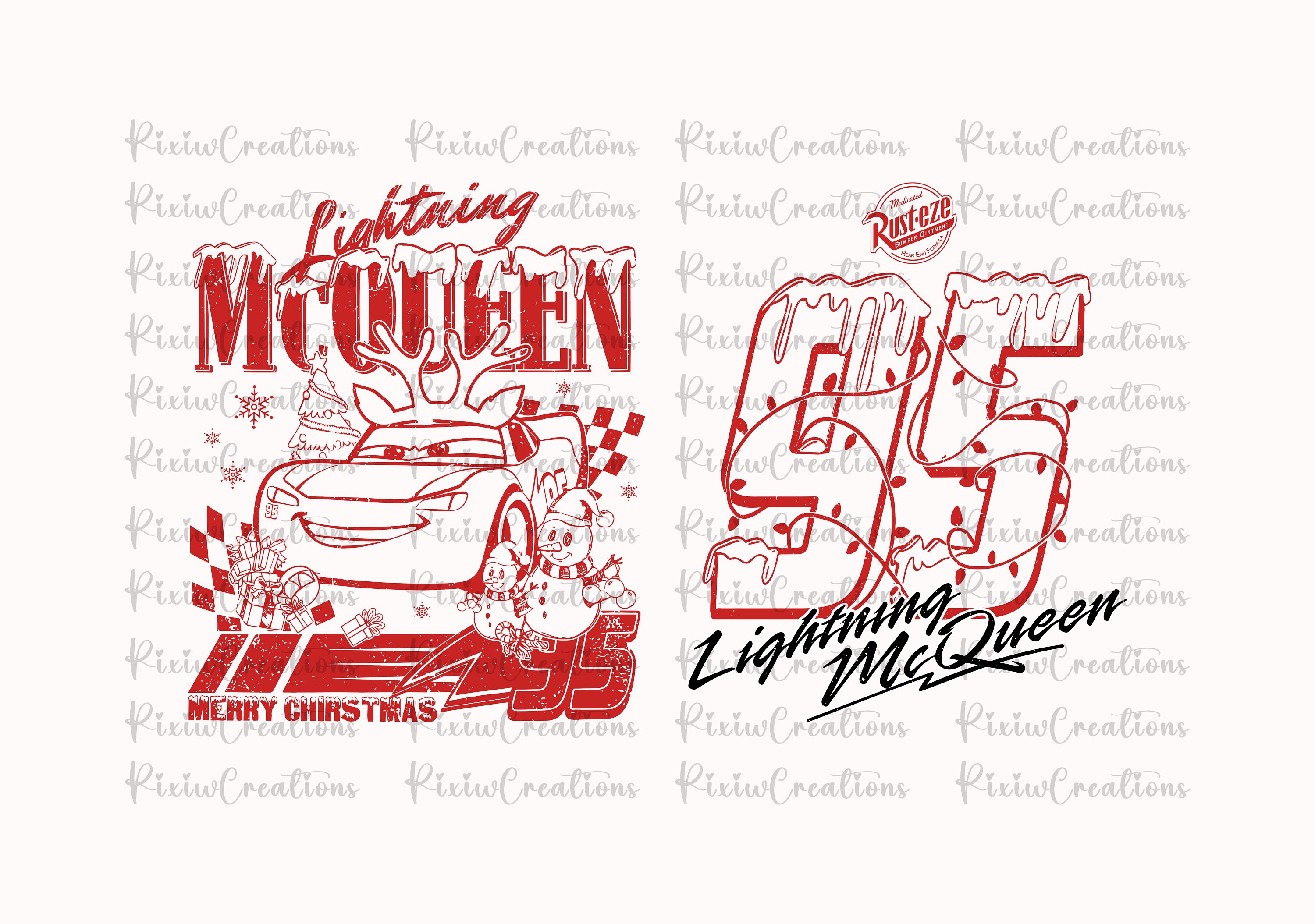 Retro Two-sided Lightning Car Sublimation Design, Christmas Cars Png ...