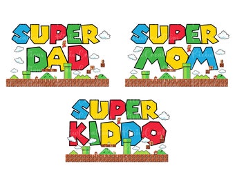 Super Mario Family Matching Png, Mario Dad Mom and Kid Png, Family ...
