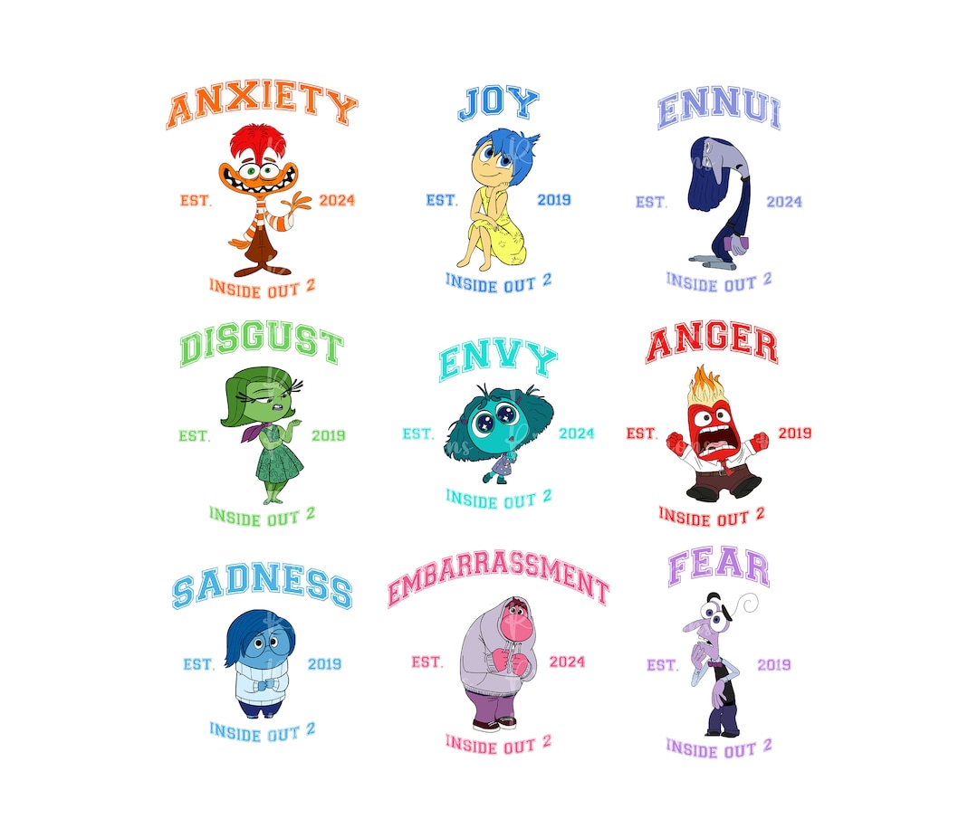 Inside Out 2 Characters Bundle Svg Png, Svg for Cut, Inside Out 2 Png ...