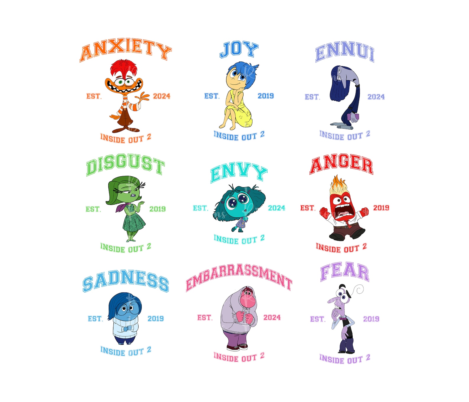 Inside Out 2 Characters Bundle Svg Png, Svg for Cut, Inside Out 2 Png ...