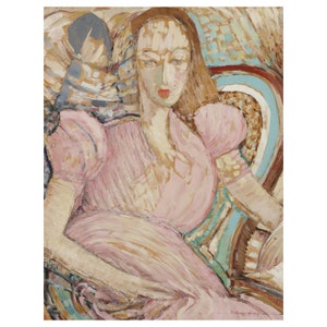 Ralph Balson, Girl in Pink 1937 Fine Art Poster Moody Wall Décor ...