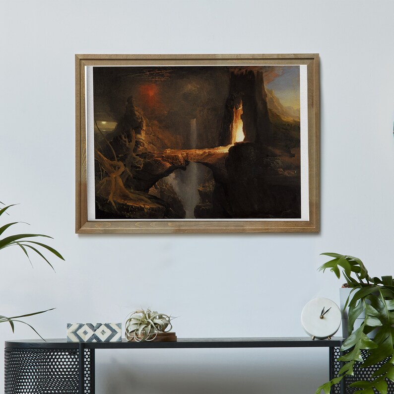 Thomas Cole, Expulsion Moon and Firelight, 1828, Living Room Decor ...