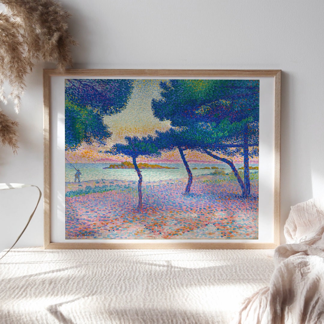 Henri-edmond Cross, the Beach at Saint-clair 1896 Fine Art Poster Moody Wall Décor Famous ...