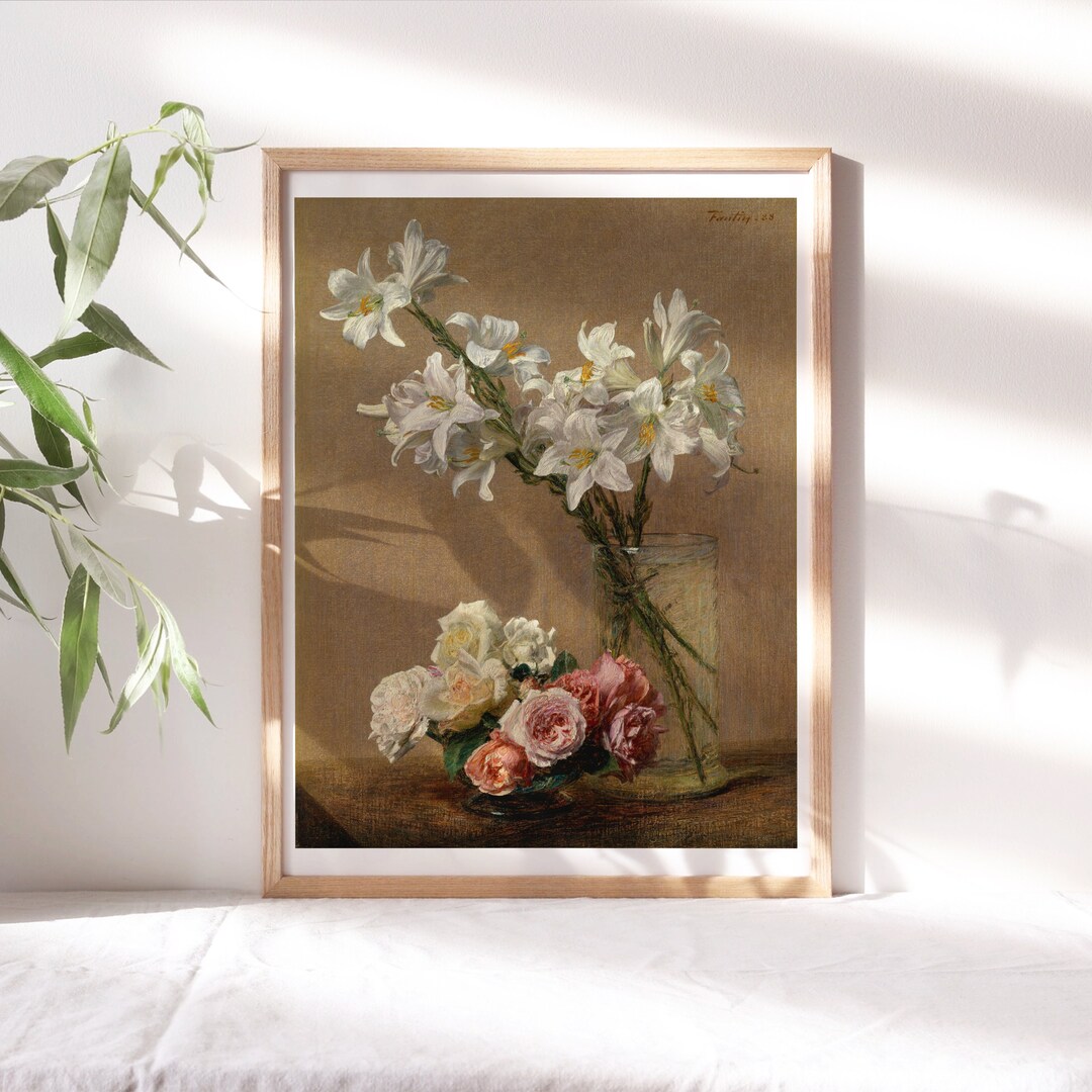 Henri Fantin-latour, Roses and Lilies, 1888 Jewel Box Canvas Décor ...