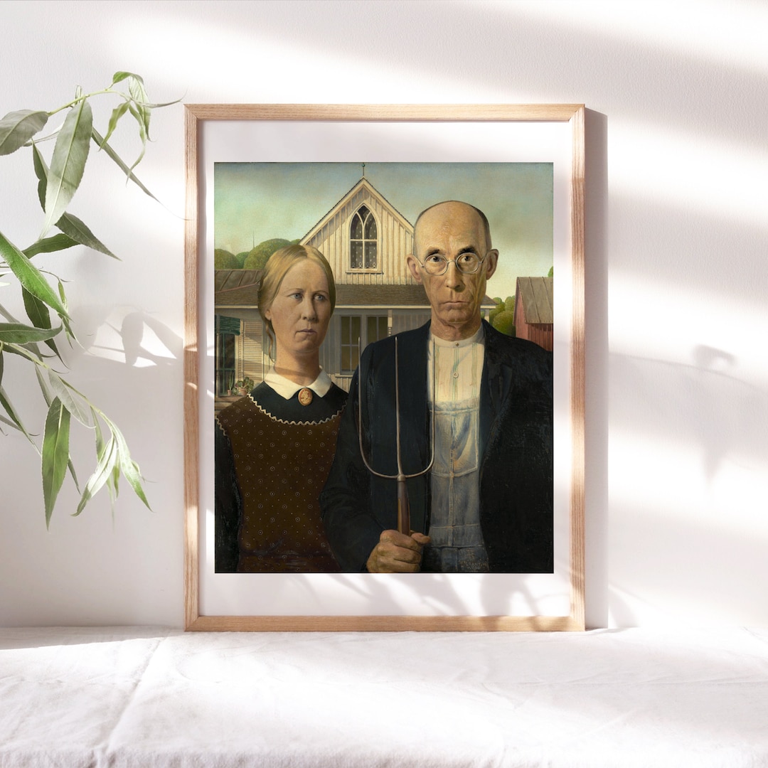 Grant Wood, American Gothic, 1930, Canvas Wall Art, Fine Art Prints, Famous Paintings, Elegant ...