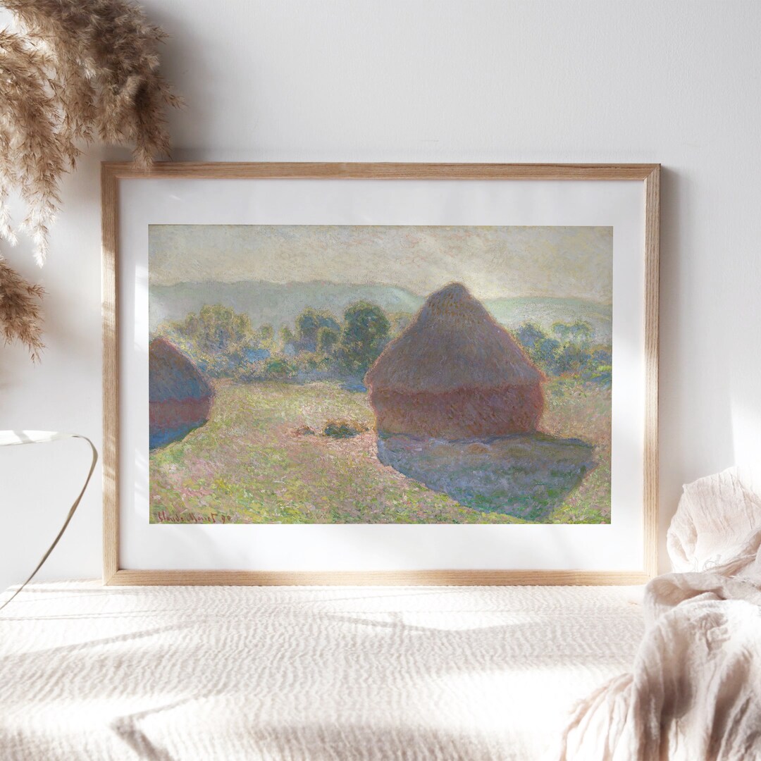Claude Monet, Haystacks, Midday, 1890, Living Room Decor, Premium ...