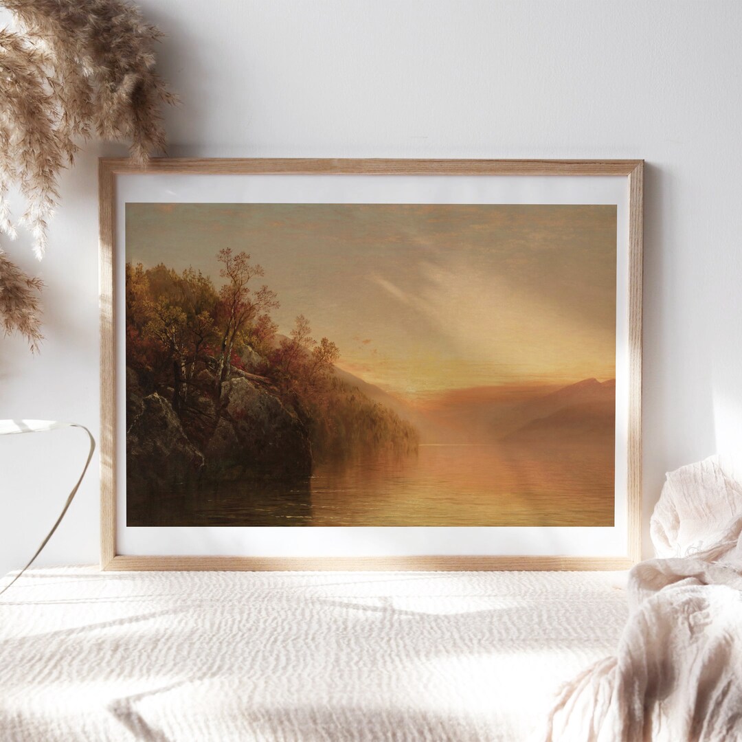 John Frederick Kensett, Lake George at Sunset 1872, Fine Art Poster ...
