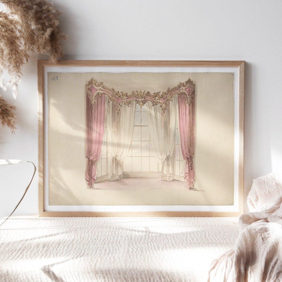Unkown Artist, Design for Pink Curtains 1900 Fine Art Poster Moody Wall ...