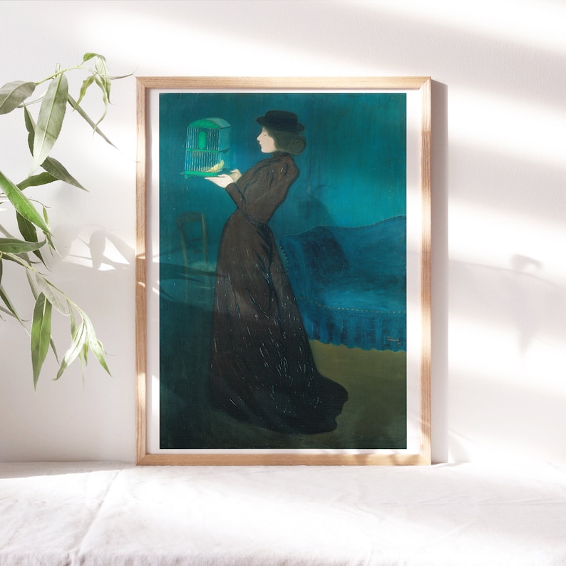 Jozsef Rippl-ronai, Woman With a Birdcage, 1892, Fine Art Poster, Moody ...