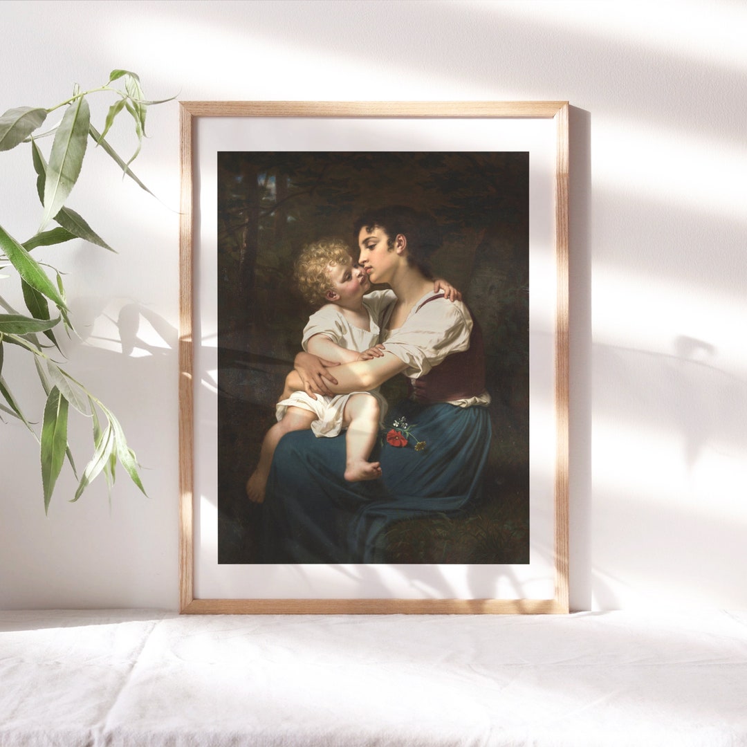 Hugues Merle, Maternal Love, 1880 Premium Canvas Paper, Mother and ...
