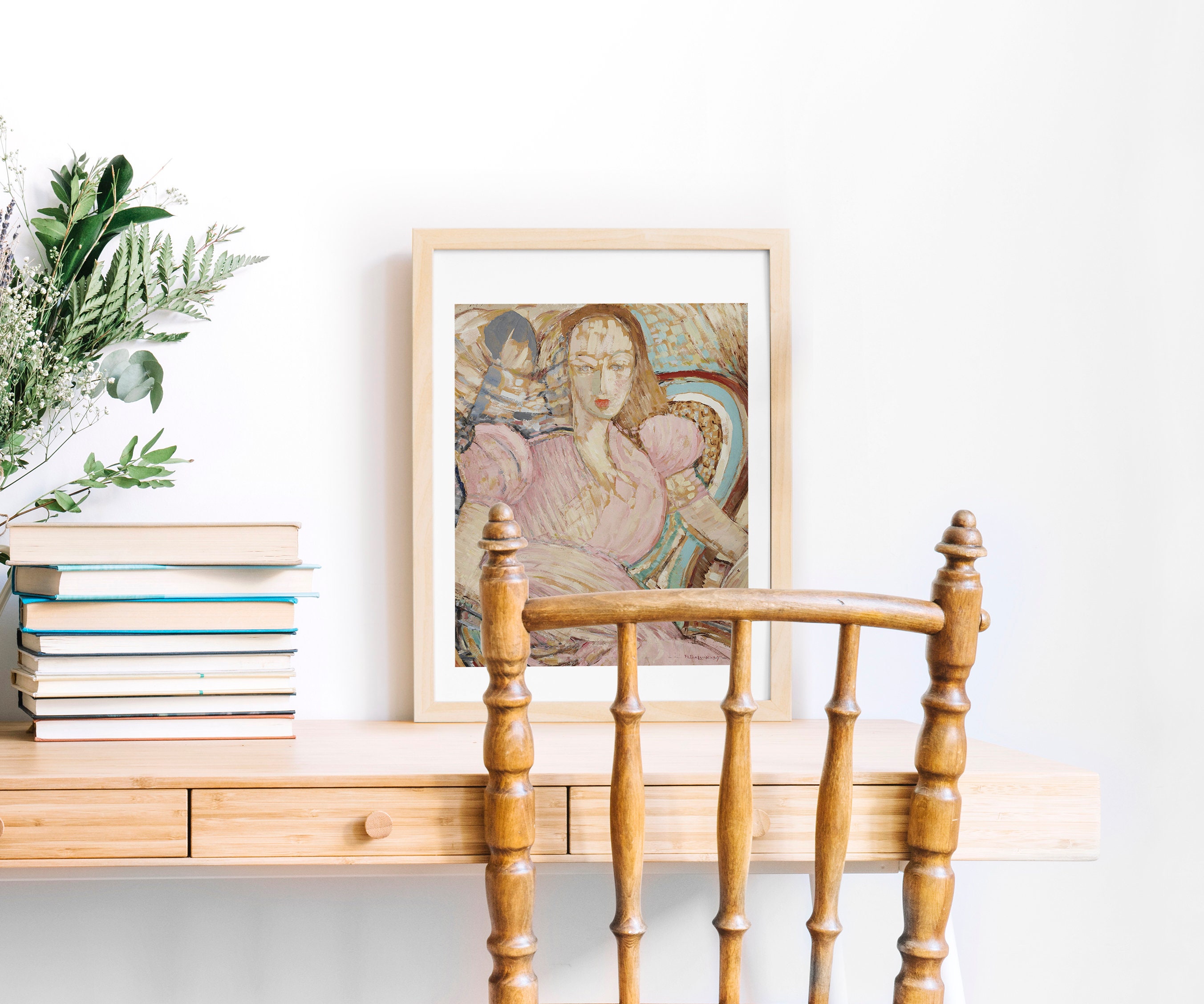 Ralph Balson, Girl in Pink 1937 Fine Art Poster Moody Wall Décor ...