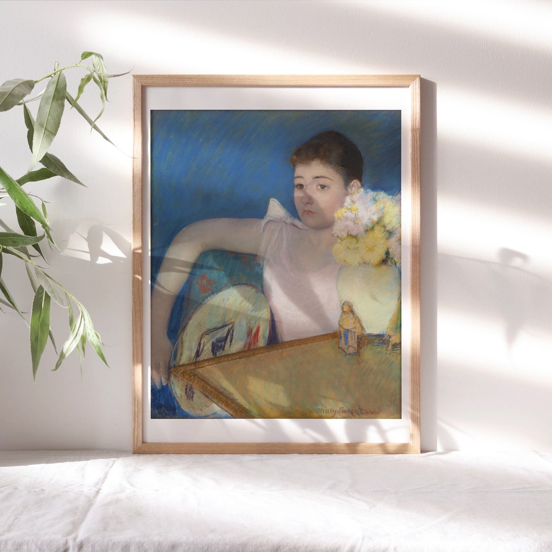 Mary Cassatt, Girl in Pink With a Fan 1889 Fine Art Poster Moody Wall ...