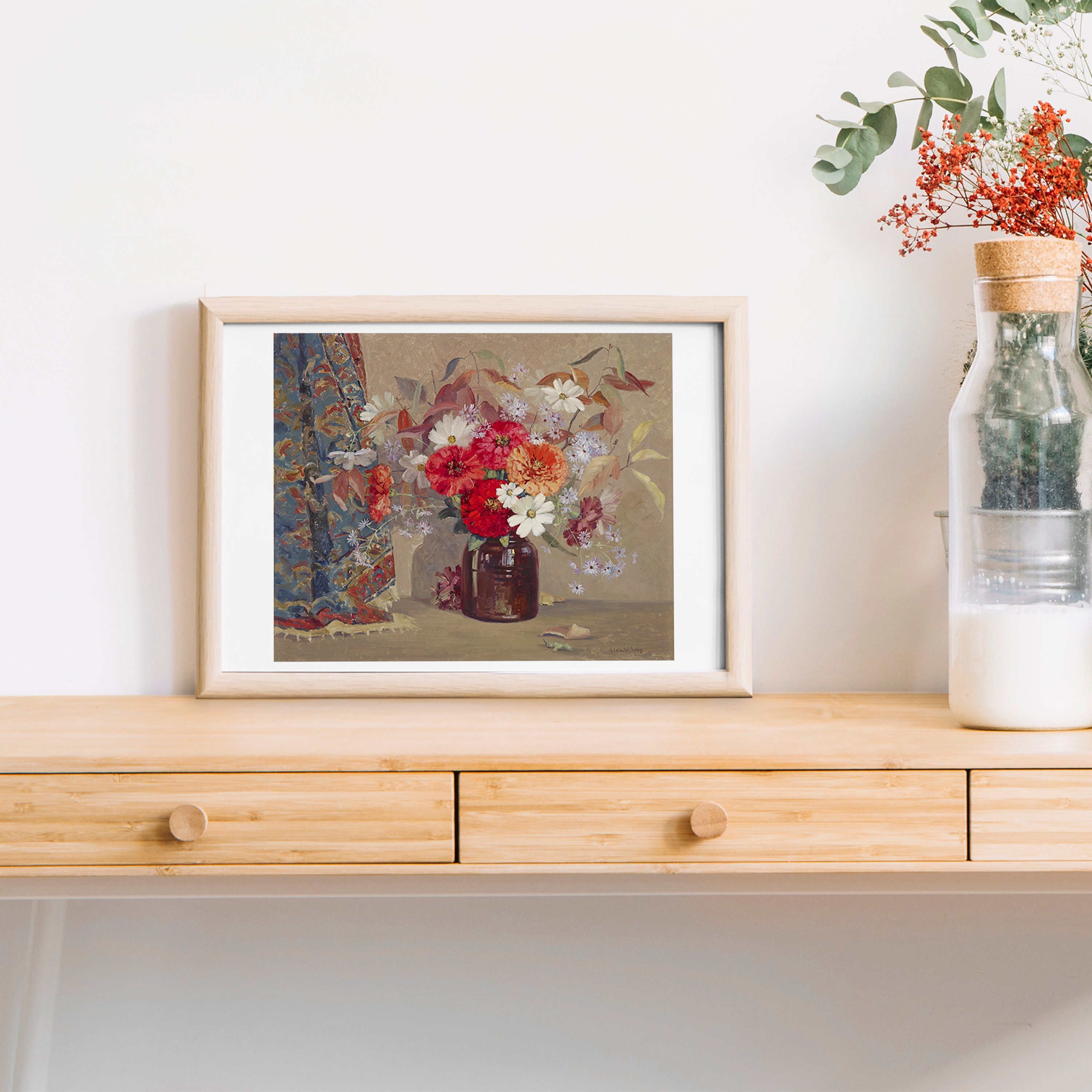 Leota Williams Loop Zinnias and Leaves 1928 Indiana Artist - Etsy