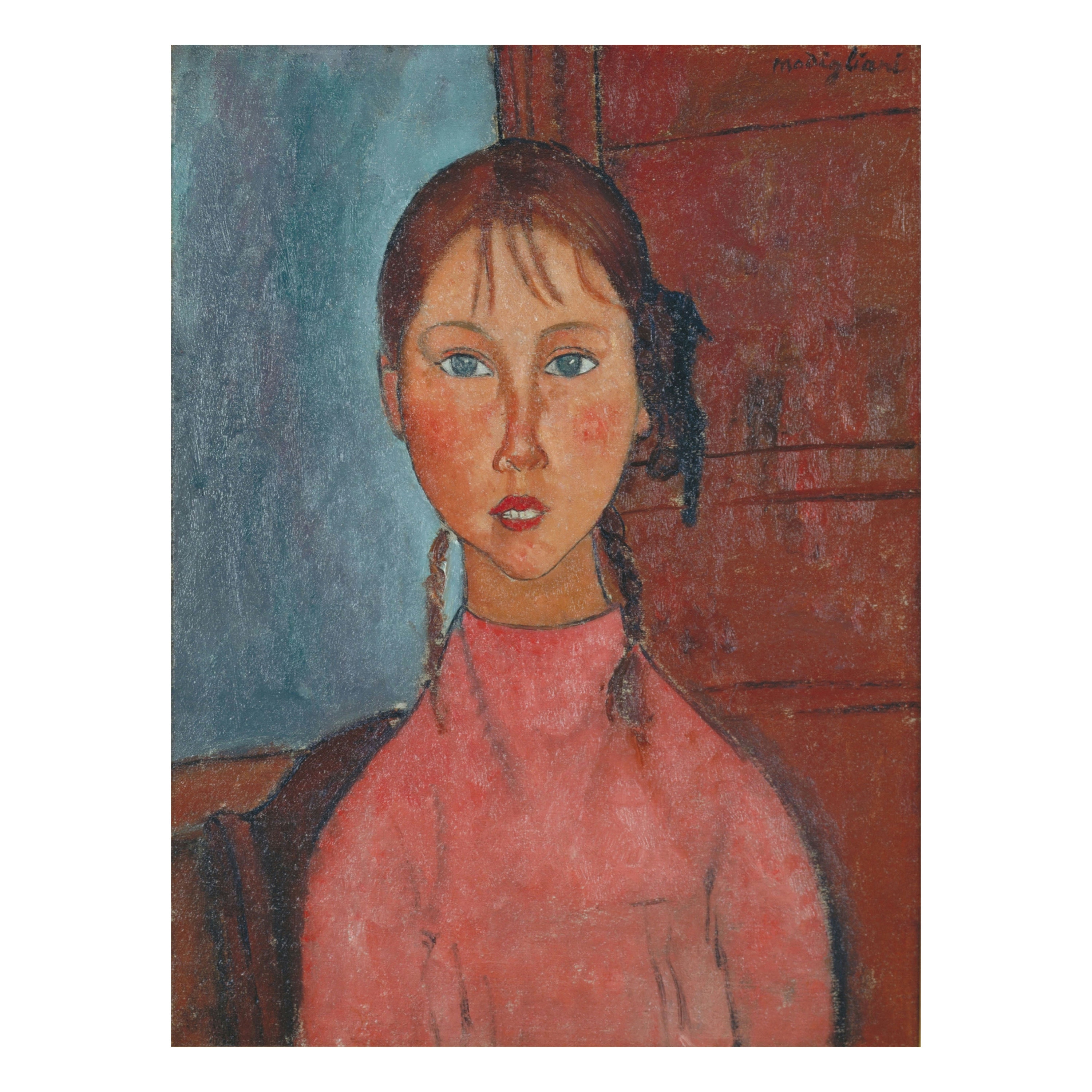 Amedeo Modigliani, Girl With Pigtails 1918 Fine Art Poster, Moody Wall ...