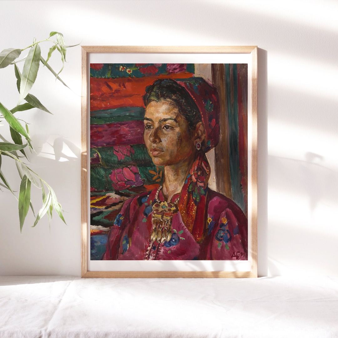 Durdy Bayramov, Keyka in a Pink Dress 1991 Fine Art Poster Moody Wall ...