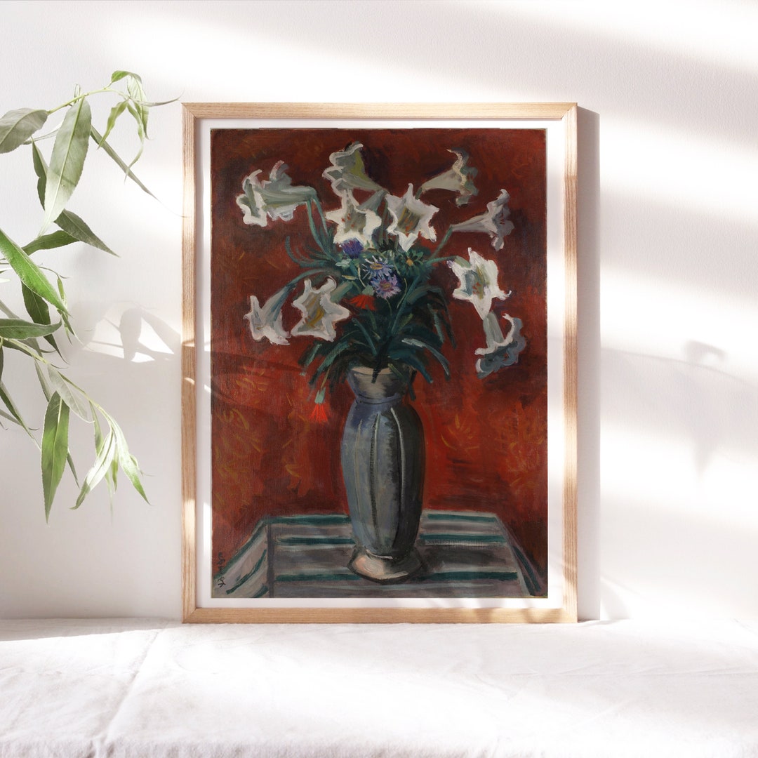 Yori Saitō, White Lilies, 1935, Fine Art Poster, Moody Wall Décor ...