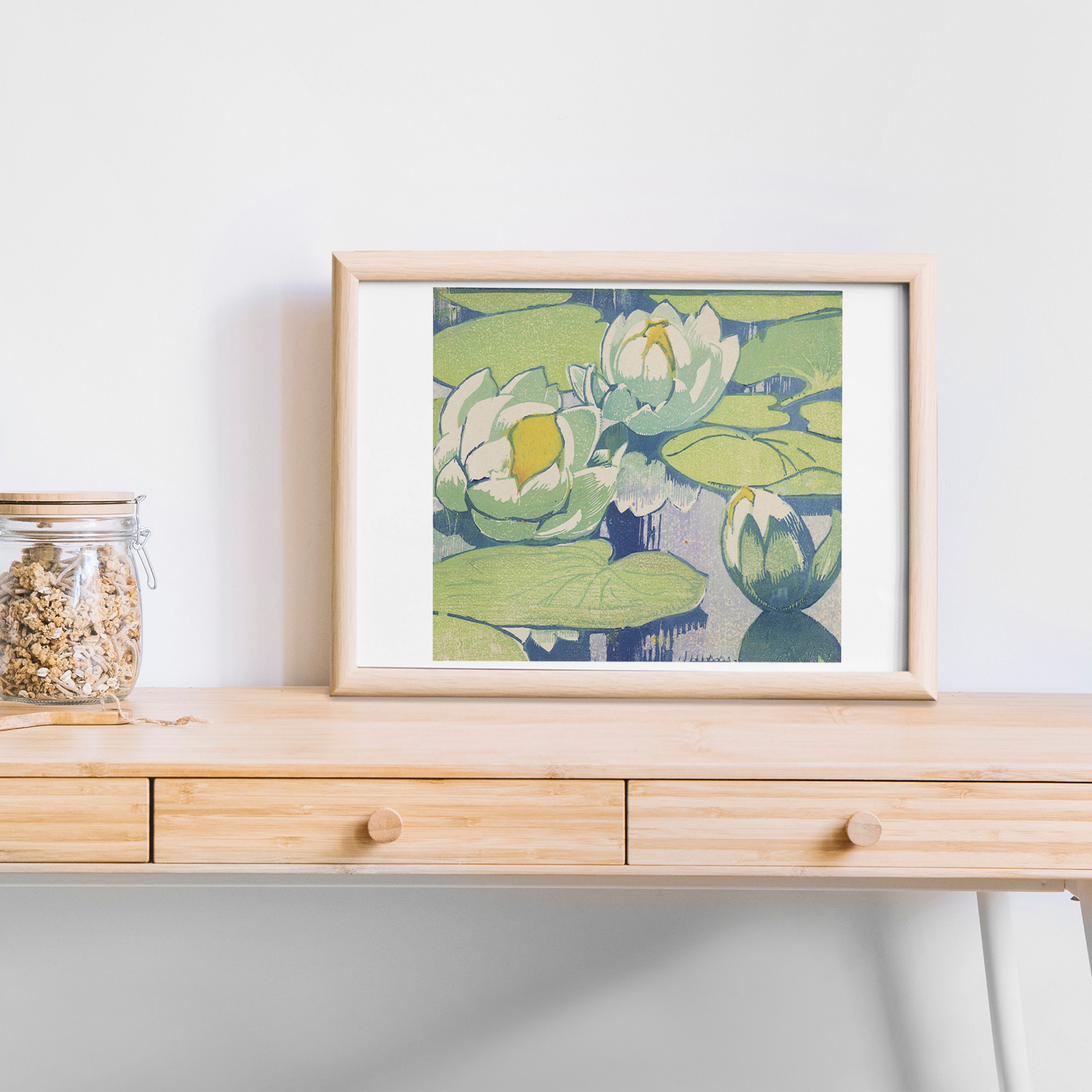 Mabel Royds, Water Lilies, 1938 Contemporary Watercolor Canvas Premium ...