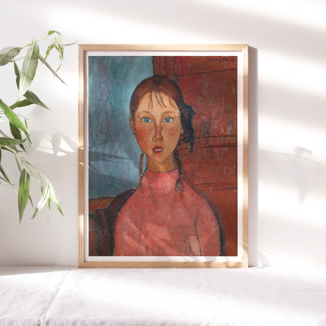 Amedeo Modigliani, Girl With Pigtails 1918 Fine Art Poster, Moody Wall ...