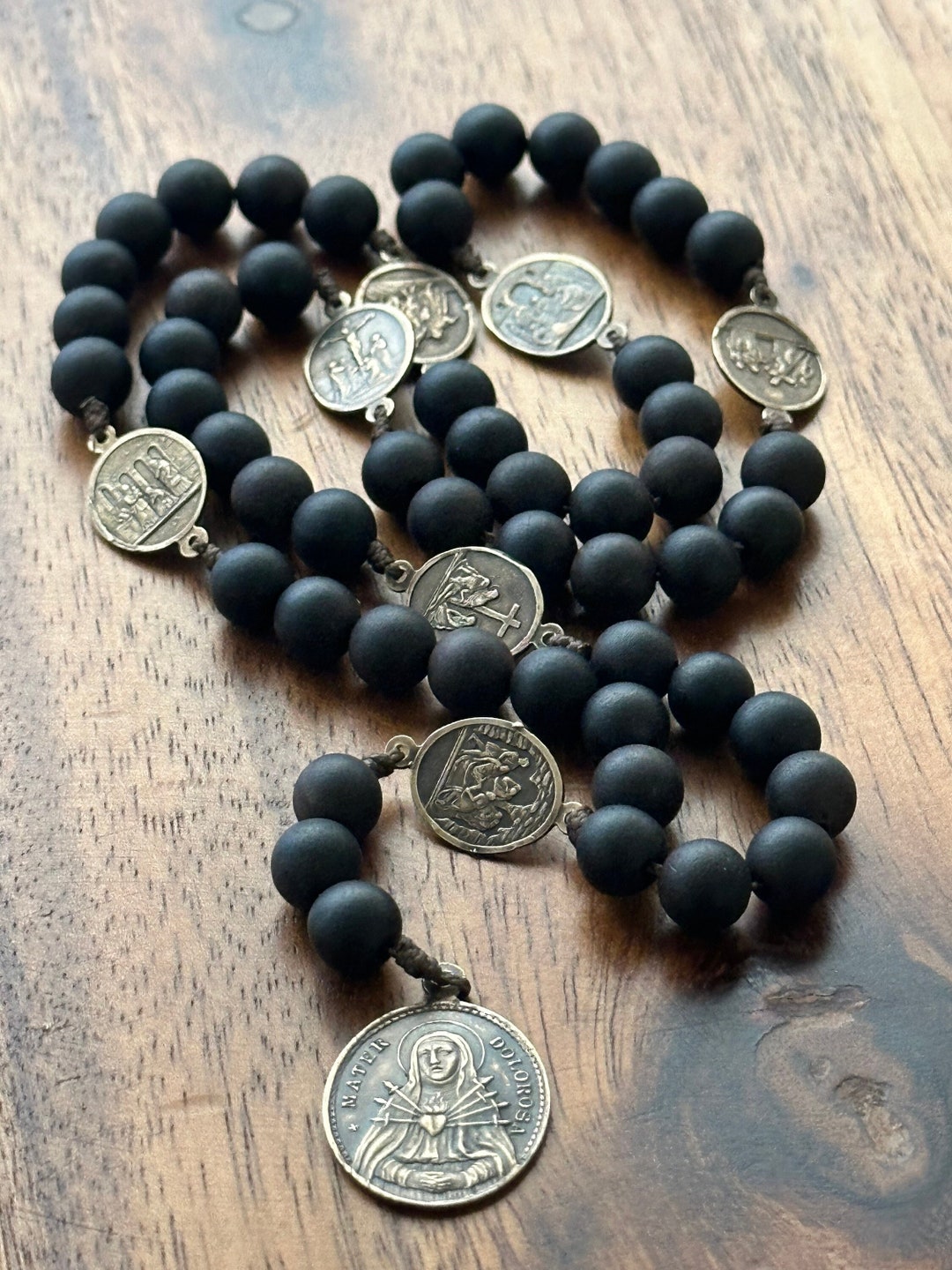 Mater Dolorosa Rosary, Pure Bronze and Sandalwood, Seven Sorrows of ...